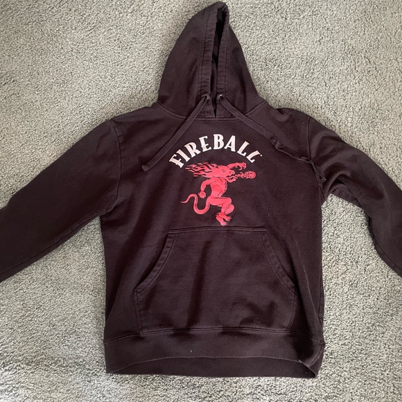 Sweaters | Fireball Black Hoodie With Red Graphic | Poshmark